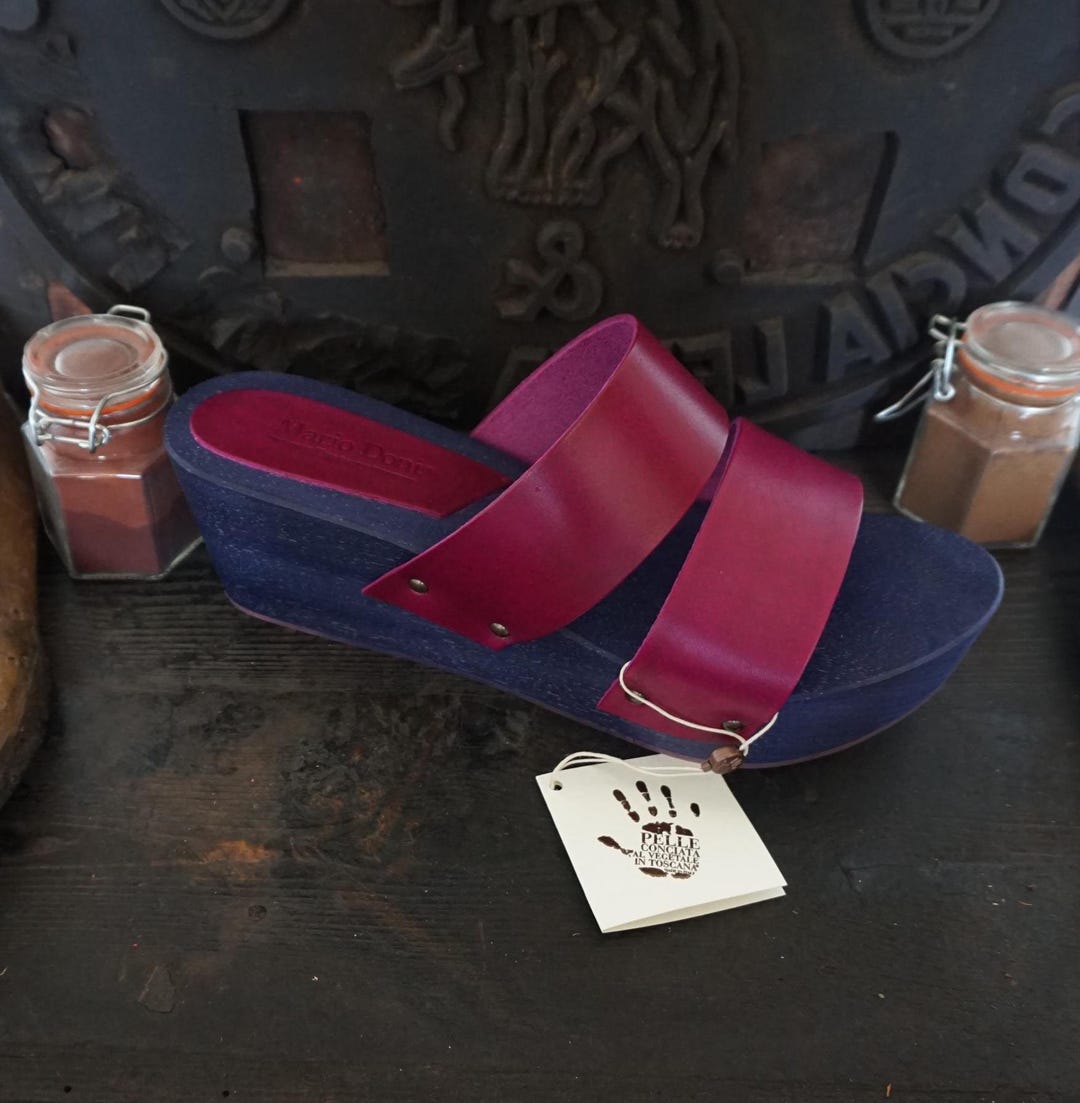 Handmade Wooden Clog in Vegetable Tanned Leather, Made in Italy, Clog ...