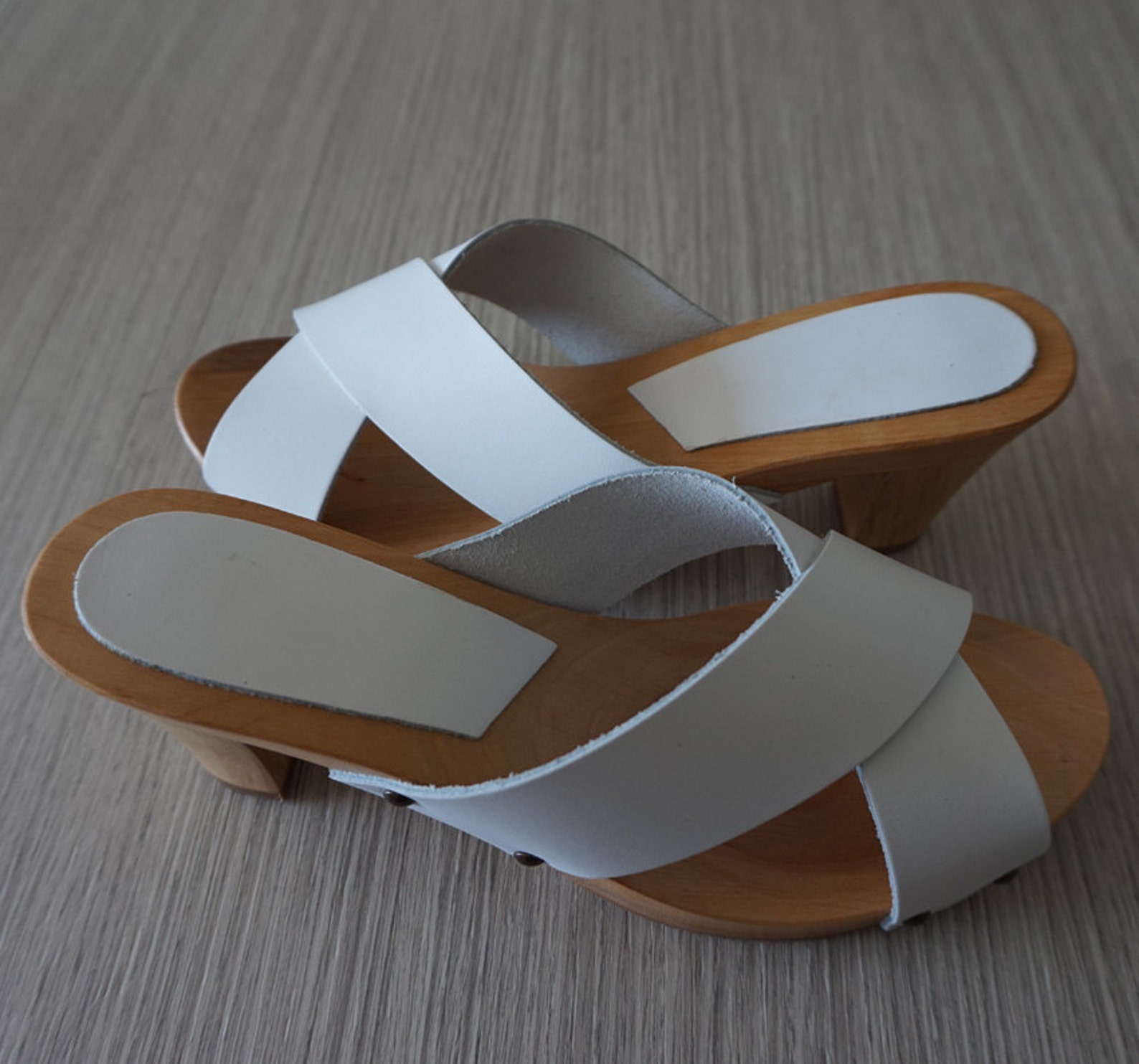 Handmade Wooden Clog in Vegetable Tanned Leather Made in - Etsy