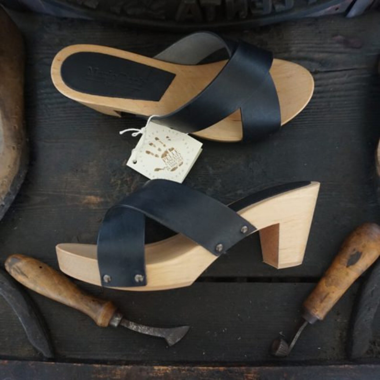 Handmade Wooden Clog in Vegetable Tanned Leather Made in - Etsy