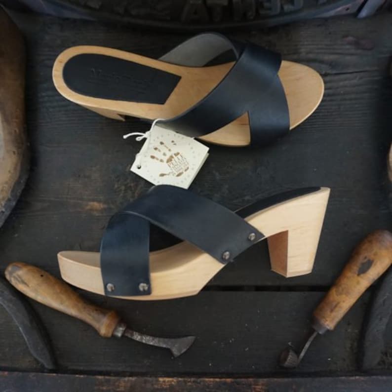 Women's Vegetable-tanned Leather Clogs Made in Italy, Women's Wooden ...