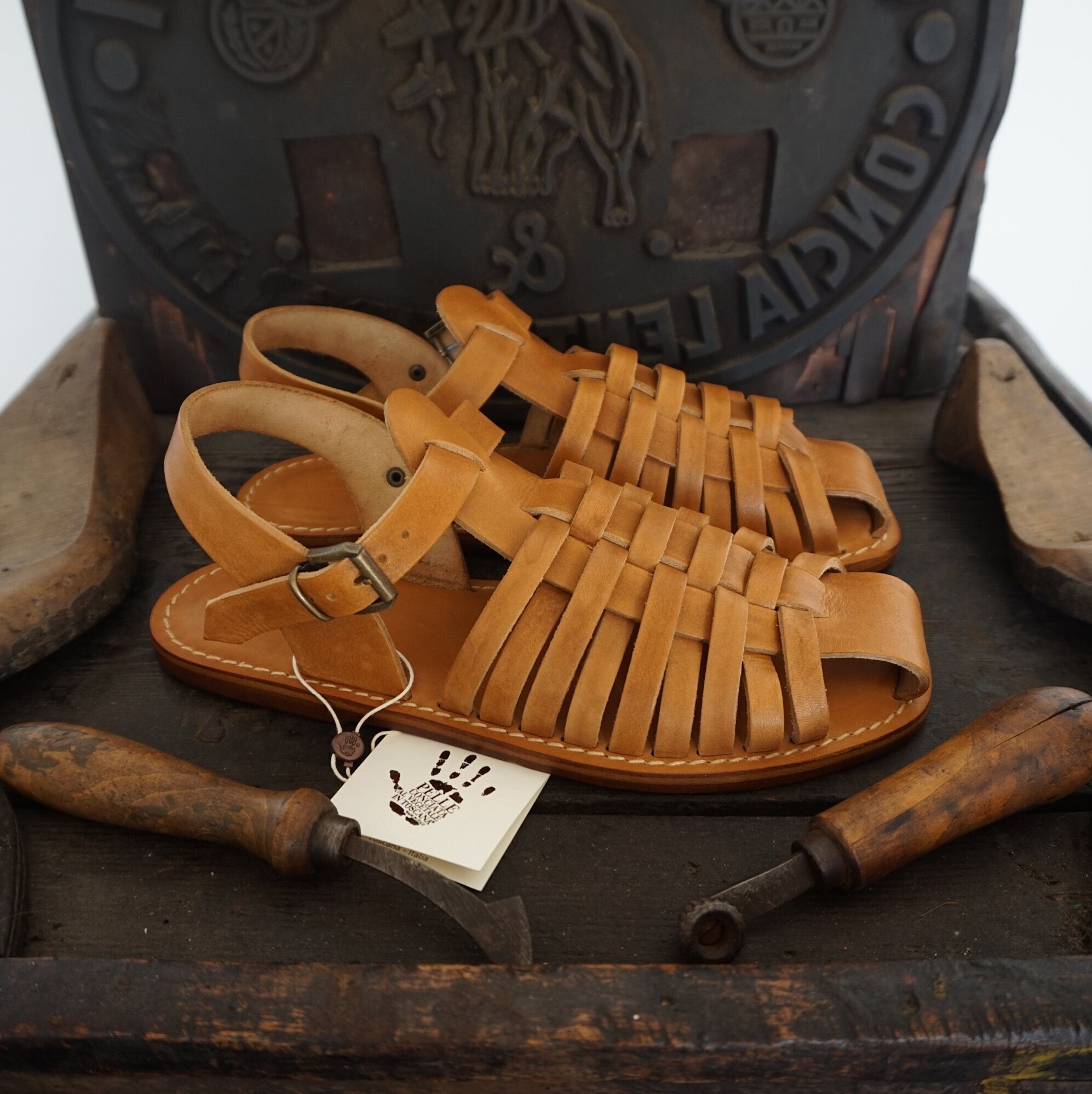Handmade Men's Sandals in Vegetable-tanned Leather and Genuine Leather ...