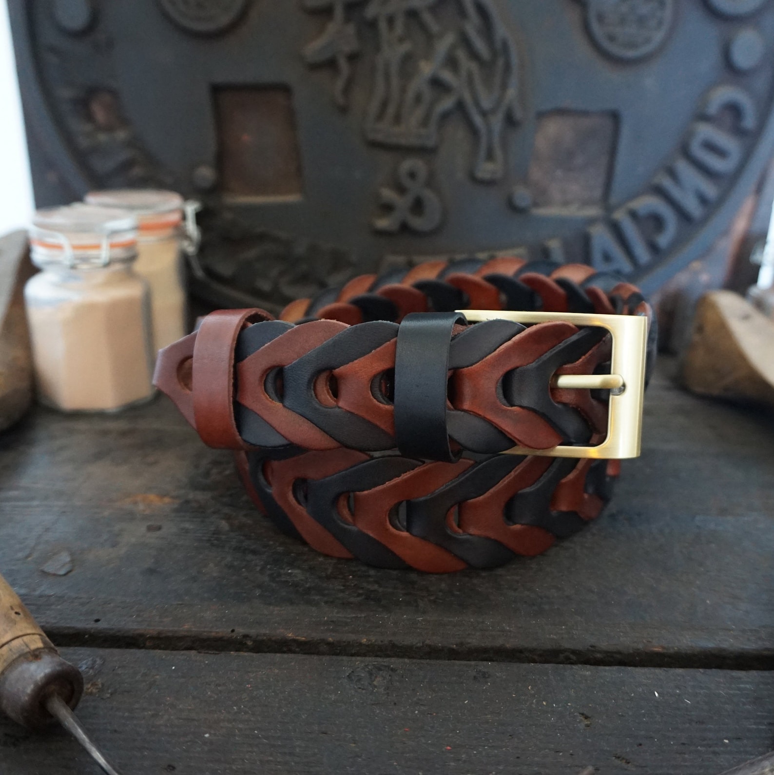 Mens Braided Leather Belt Handmade in Italy Groomsmen Brown - Etsy