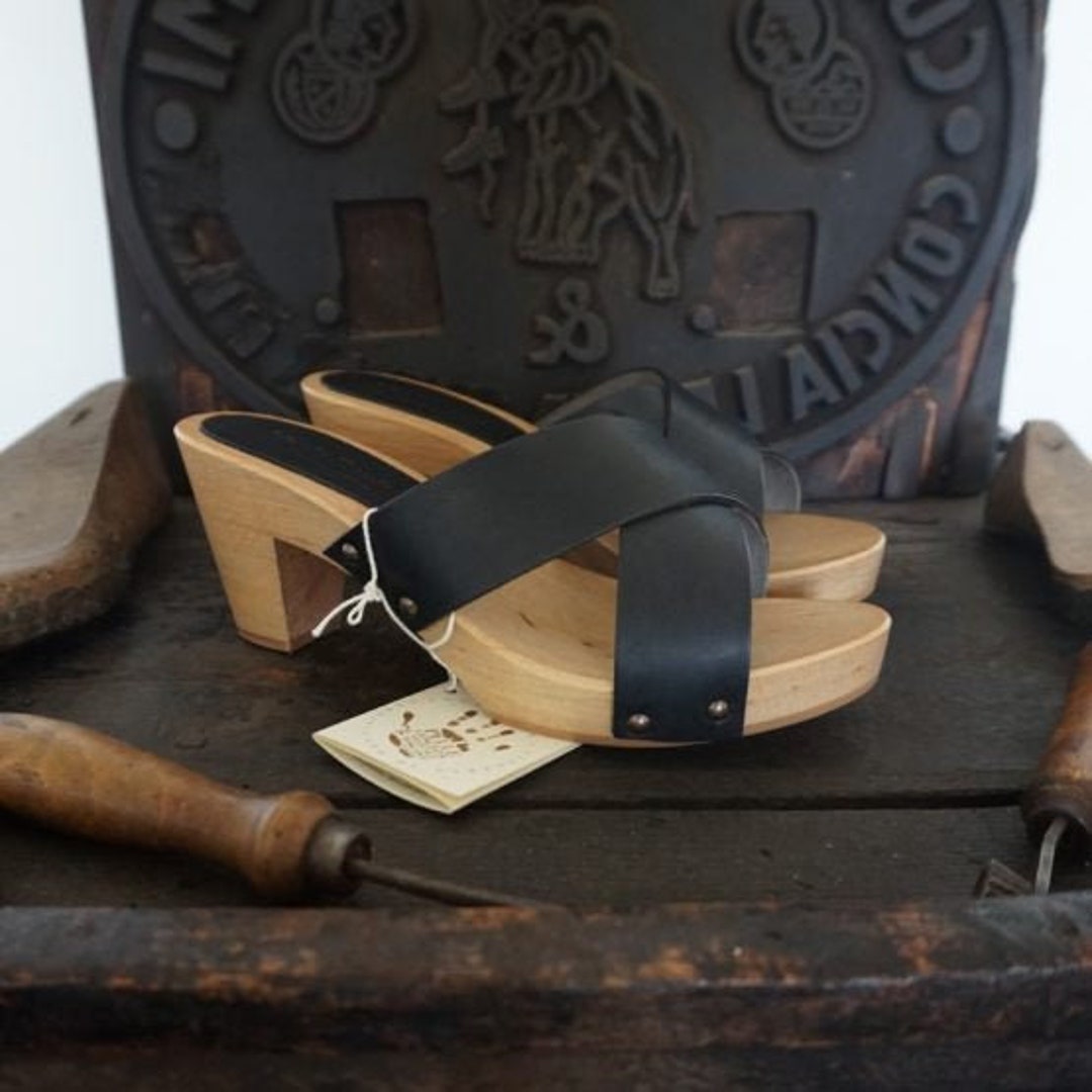 Handmade Wooden Clog in Vegetable Tanned Leather, Made in Italy, Clog ...