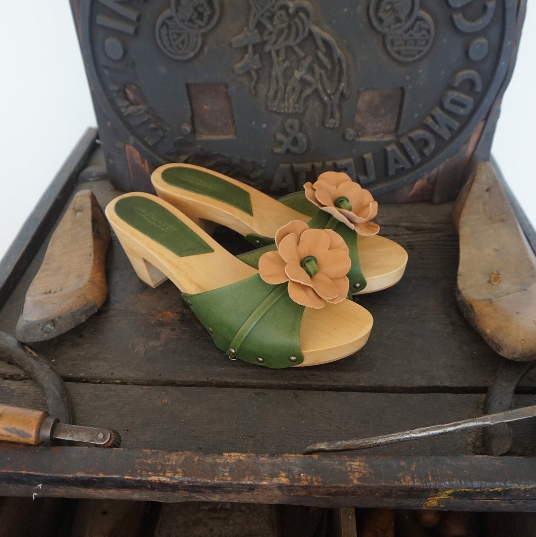 Handmade Wooden Clog in Vegetable Tanned Leather Made in Italy ...