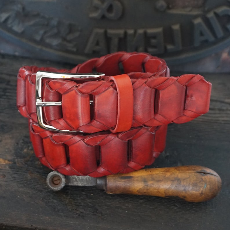 Braided Belt Made With Italian Leather Mario Doni Leather - Etsy