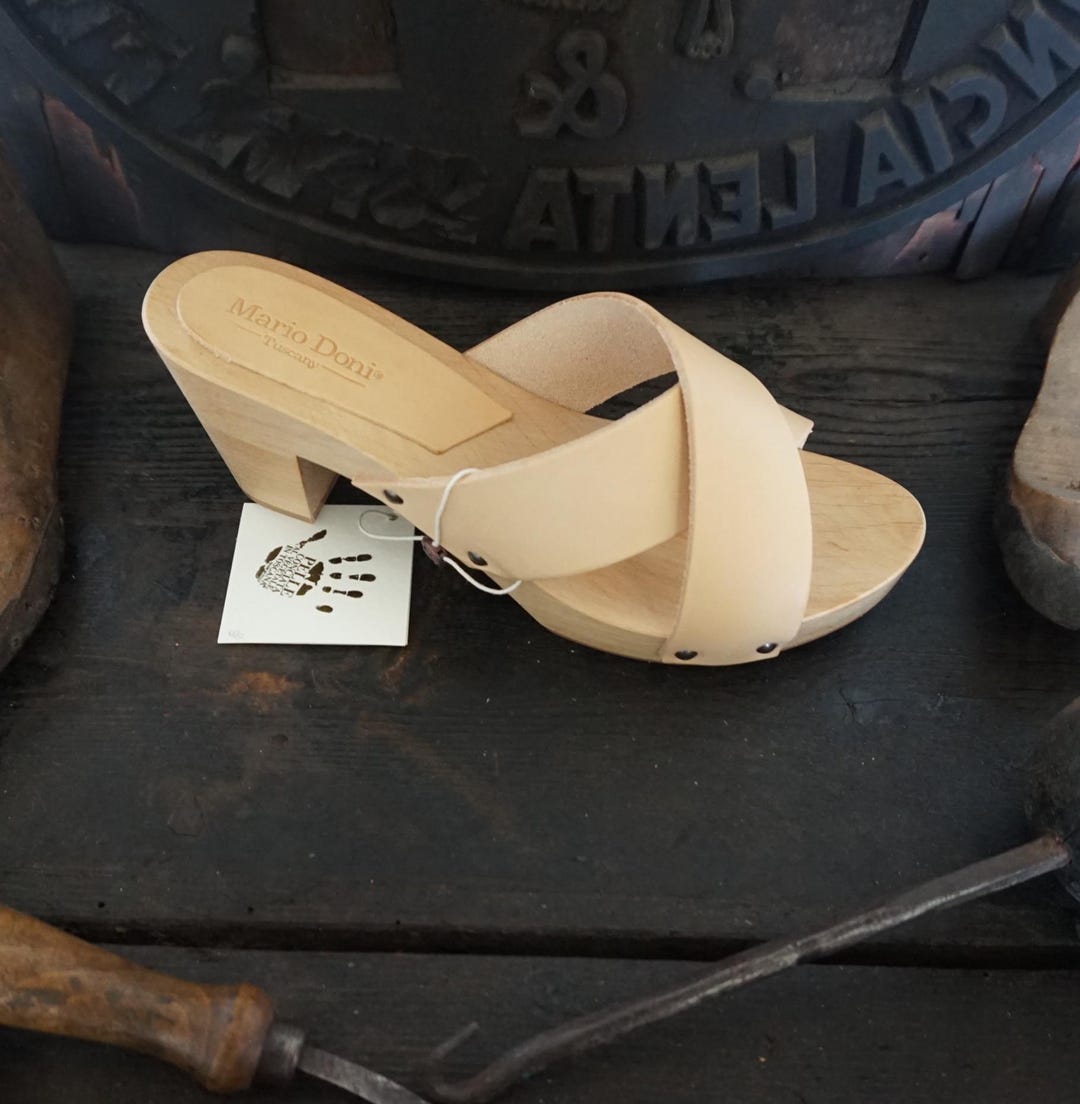 Women's Vegetable-tanned Leather Clogs Made in Italy, Women's Wooden ...