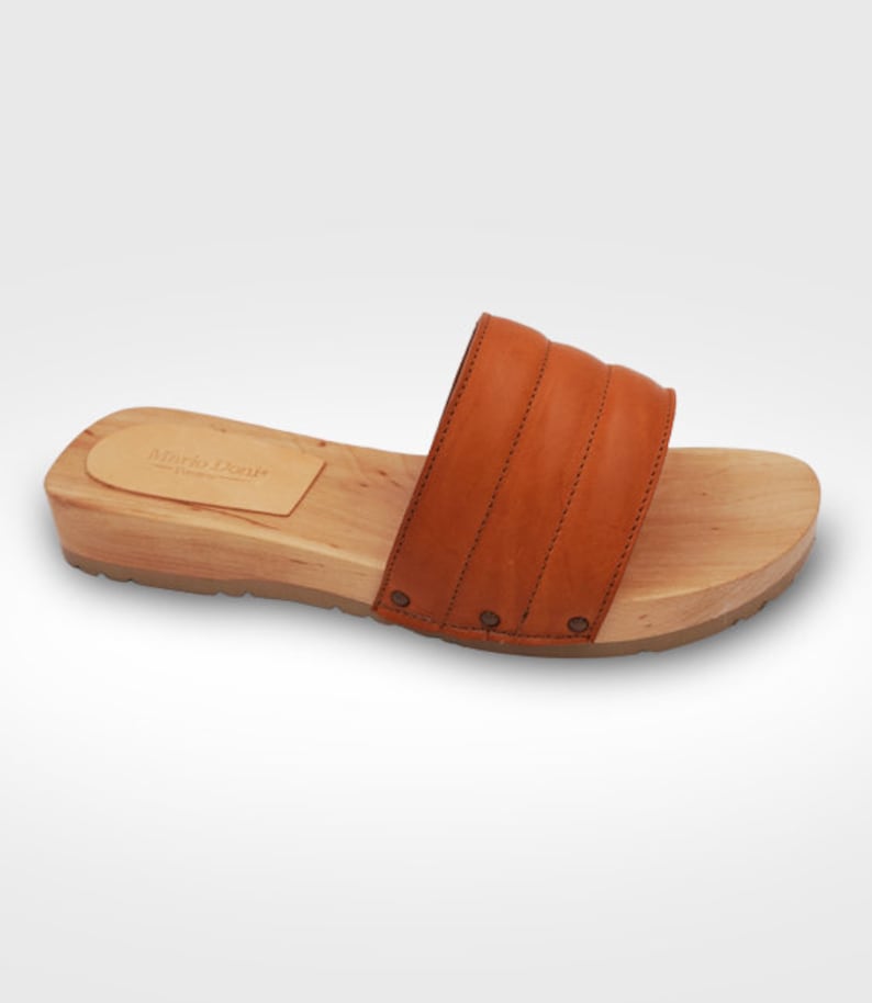 Men's Clogs in Wood and Vegetable-tanned Leather Mario - Etsy