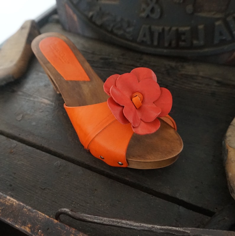 Handmade Wooden Clog in Vegetable Tanned Leather Made in - Etsy