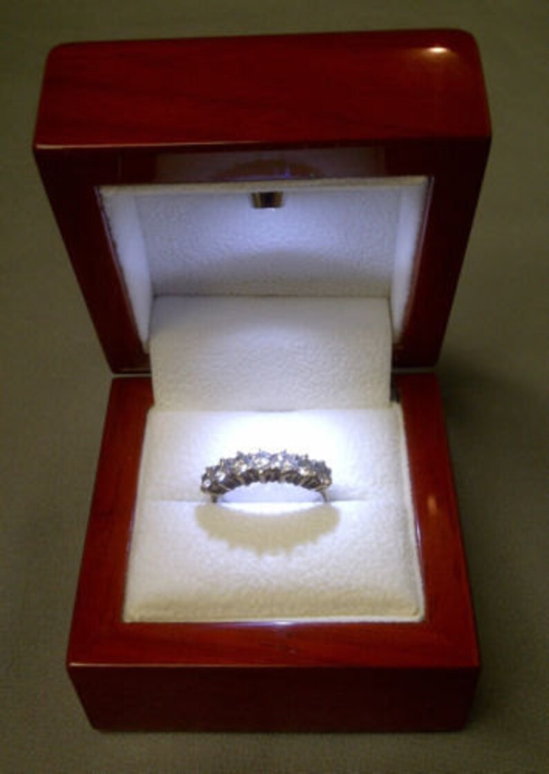 Real Cherry Wood Ring Box With LED Light - Etsy