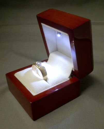 Real Cherry Wood Ring Box With LED Light - Etsy