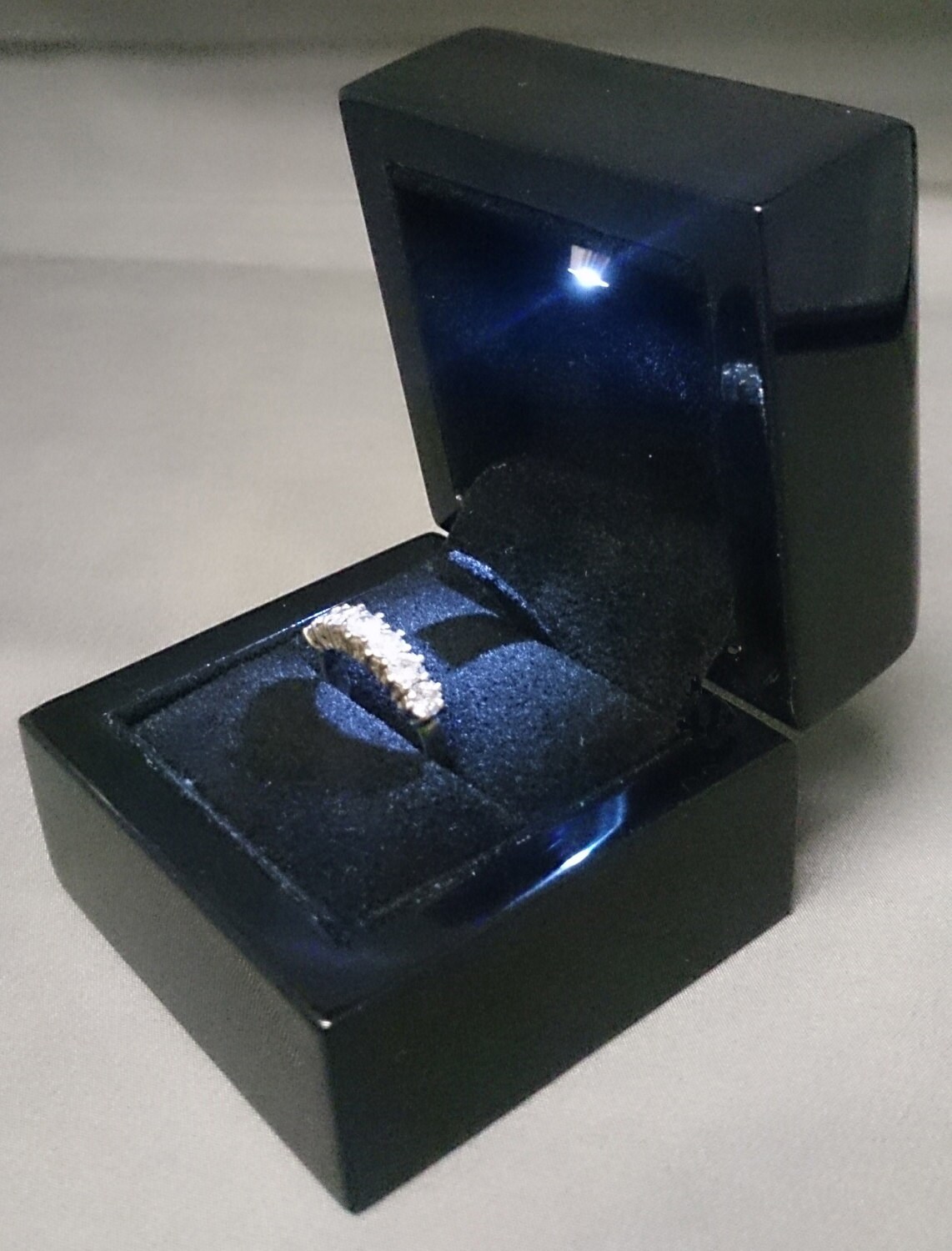 Piano Black Real Wood Ring Box With LED Light - Etsy