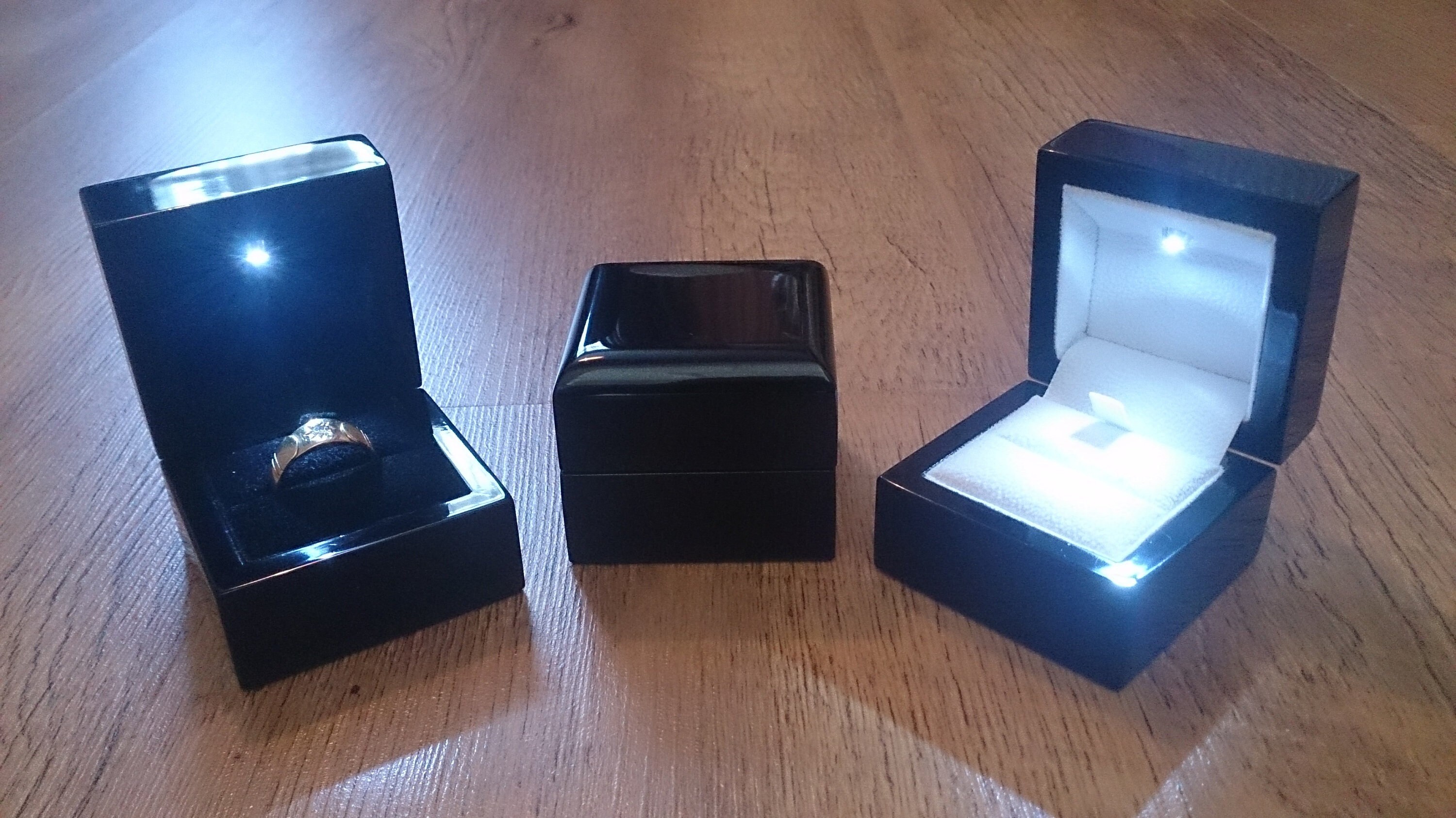 Piano Black Real Wood Ring Box With LED Light - Etsy