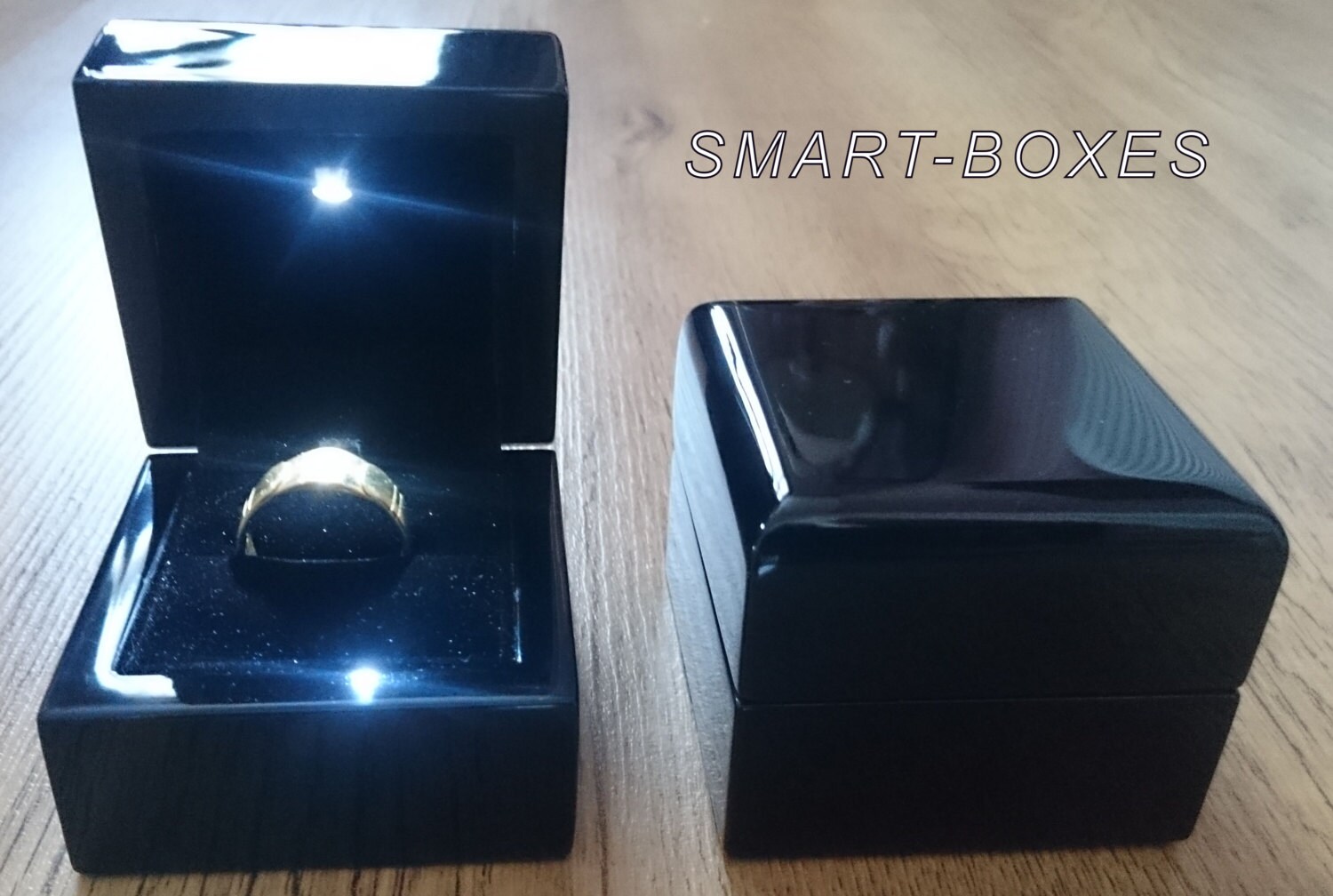 Piano Black Real Wood Ring Box With LED Light - Etsy