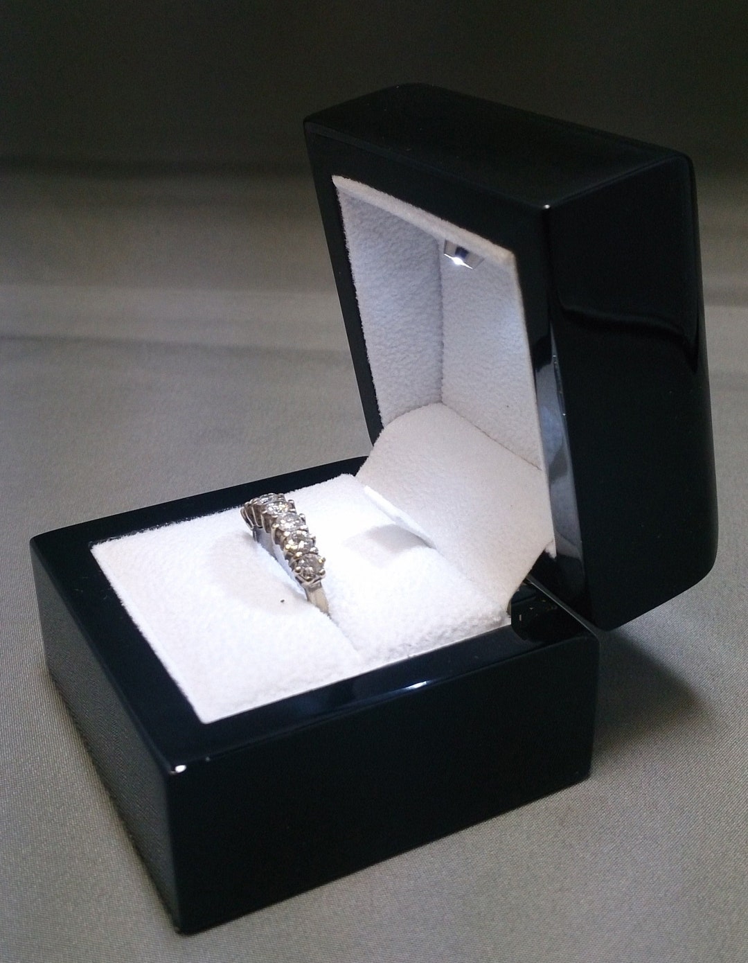 Piano Black Real Wood Ring Box With LED Light - Etsy