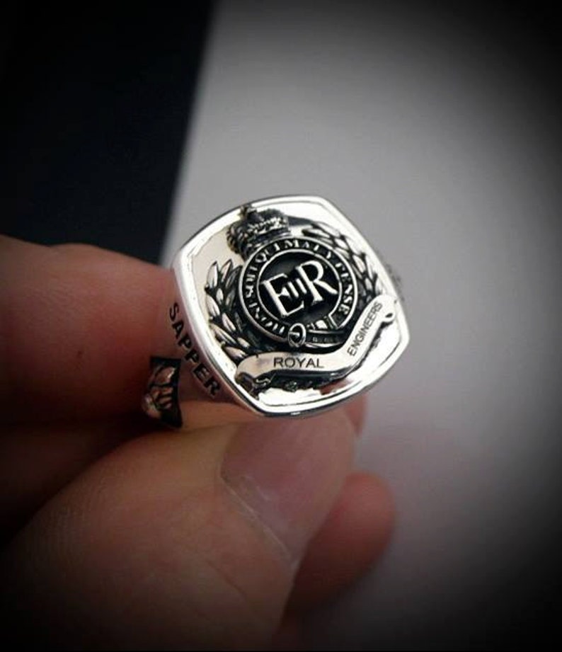 Royal Engineers Bespoke Oxidized Silver Ring by Sir Yes Sir | Etsy UK
