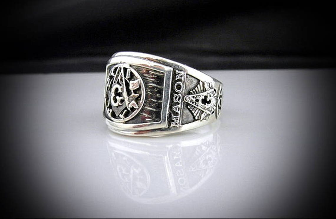 Masonic Silver Ring for Men Design Sterling Silver Cigar Band Style 33 ...