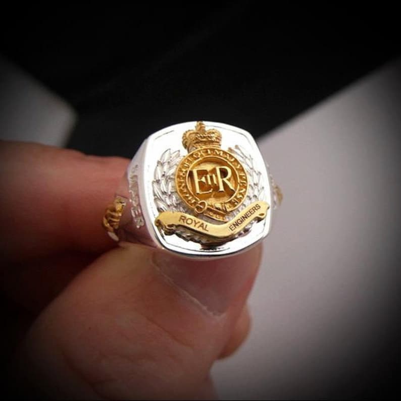 Royal Engineers Bespoke Gold Plated Emblem Ring By Sir Yes Sir | Etsy