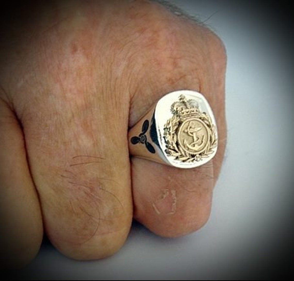 Chief Petty Officers Ring Navy 9 Carat Gold Emblem | Etsy