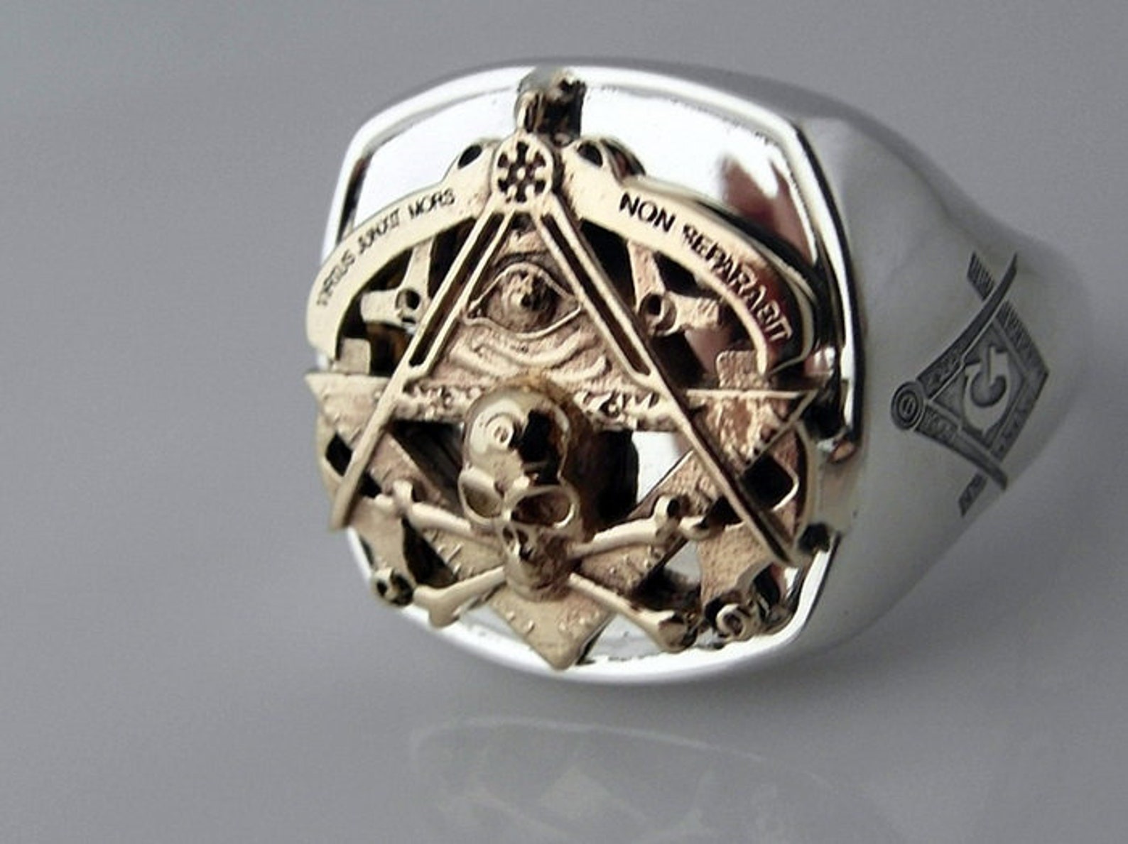 Masonic Ring 9 Carat Gold Emblem Virtus-junxit-mors-non-separabit - Etsy