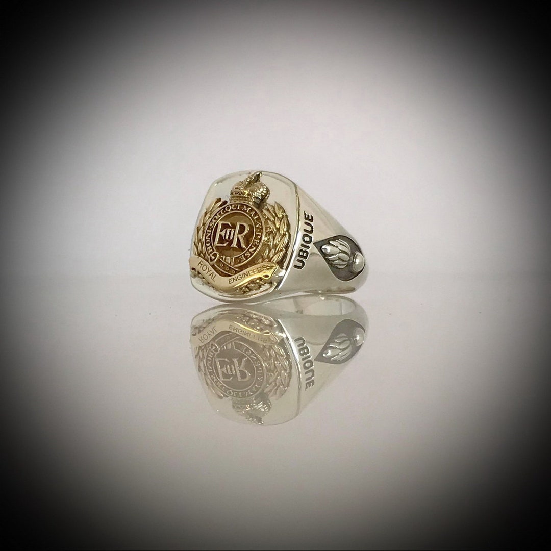 Royal Engineers Bespoke 9 Carat Gold Emblem Ring - Etsy
