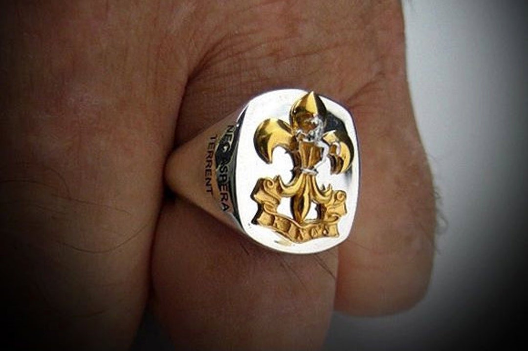 Kings Infantry Bespoke Silver Ring With Gold Plated Emblem - Etsy