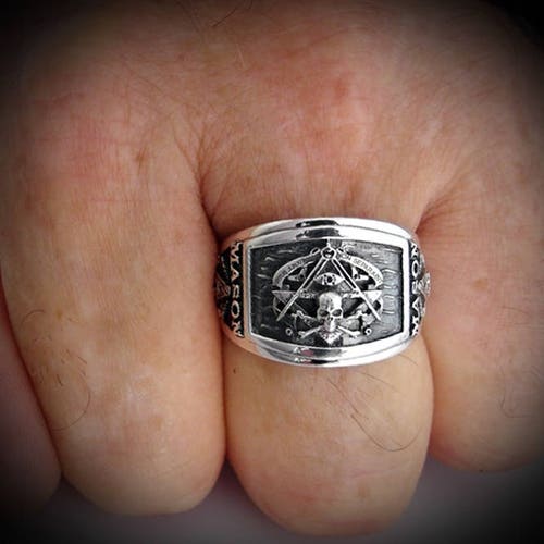 Masonic Ring for Men Skull Design Sterling Silver Cigar Band - Etsy