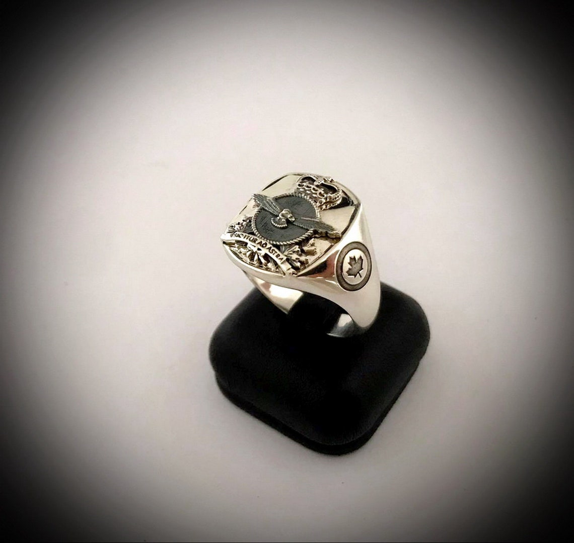 Canadian Air Force Bespoke Oxidized Silver Emblem Ring - Etsy