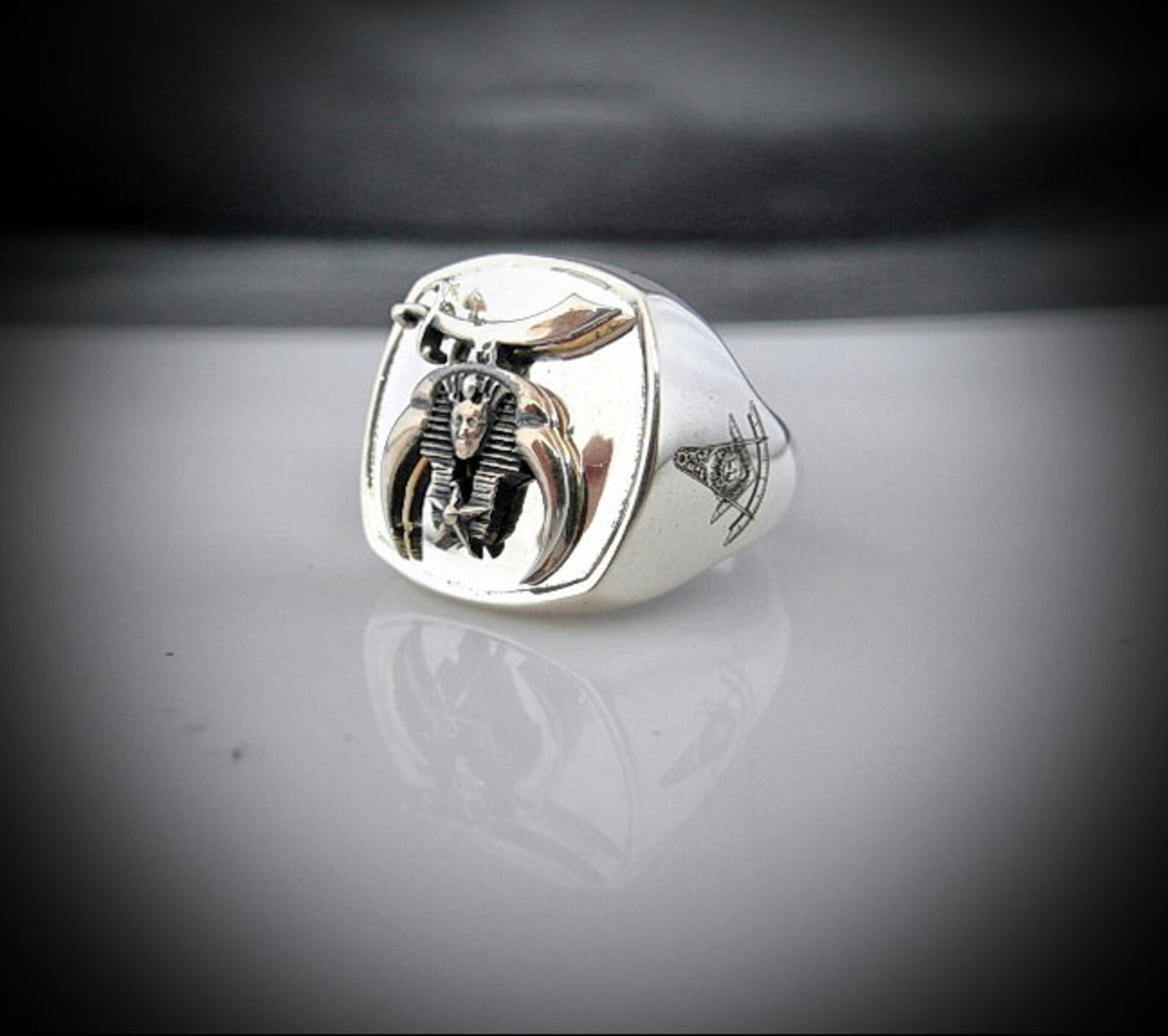 Shriner Bespoke Masonic Ring Sterling Silver Oxidized Emblem - Etsy