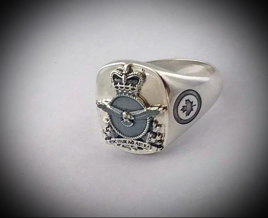 Canadian Air Force Bespoke Oxidized Silver Emblem Ring - Etsy