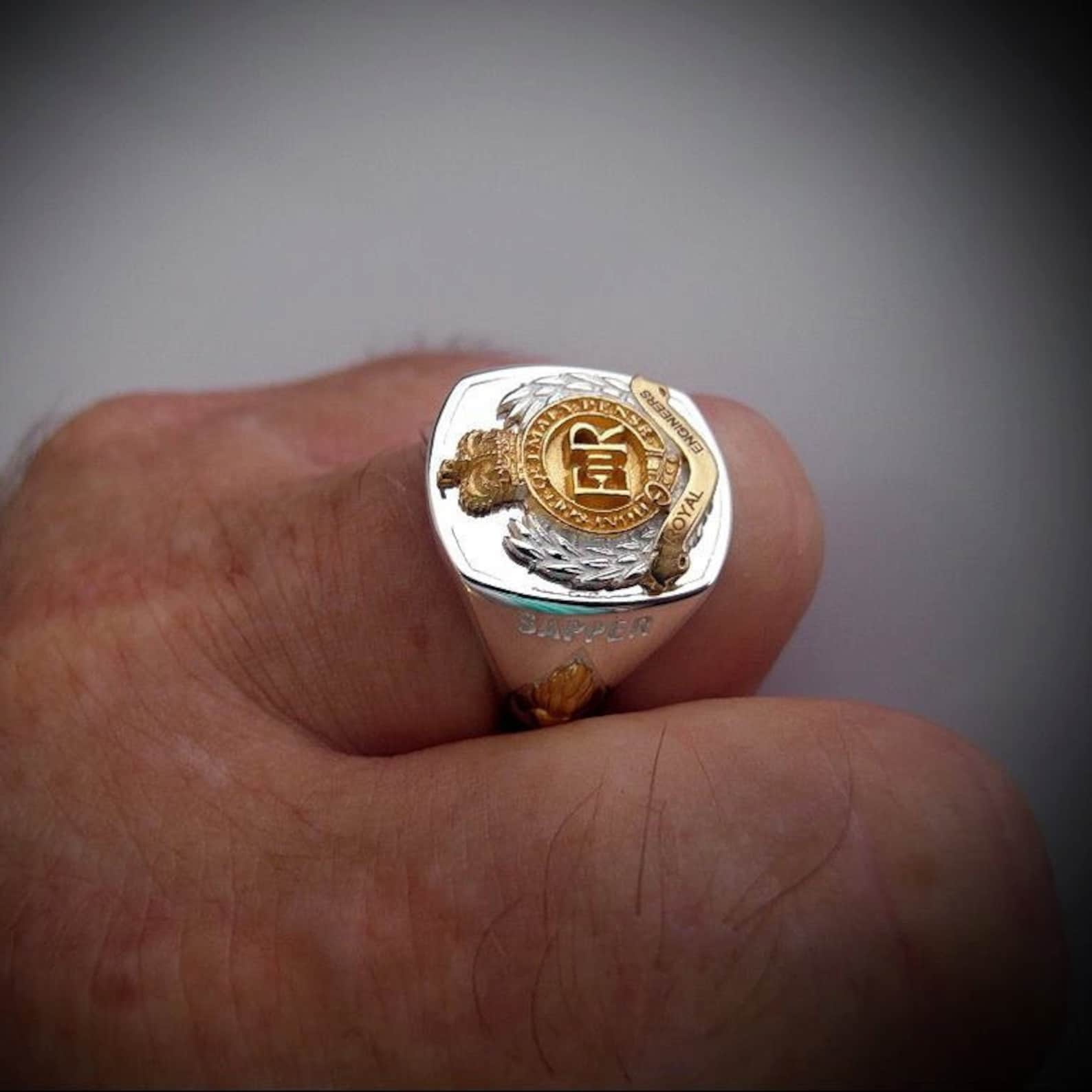 Royal Engineers Bespoke Gold Plated Emblem Ring by Sir Yes Sir - Etsy