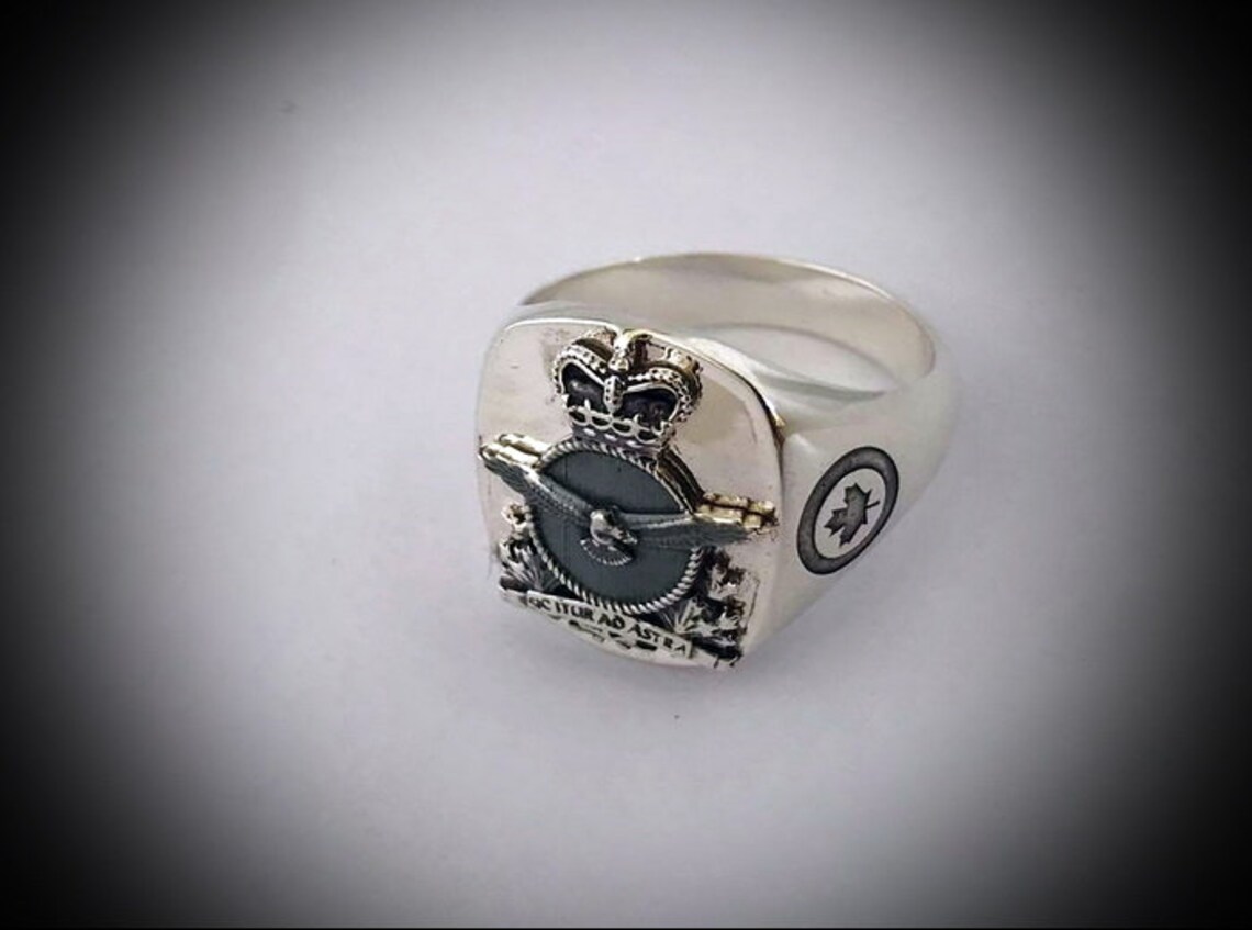 Canadian Air Force Bespoke Oxidized Silver Emblem Ring - Etsy