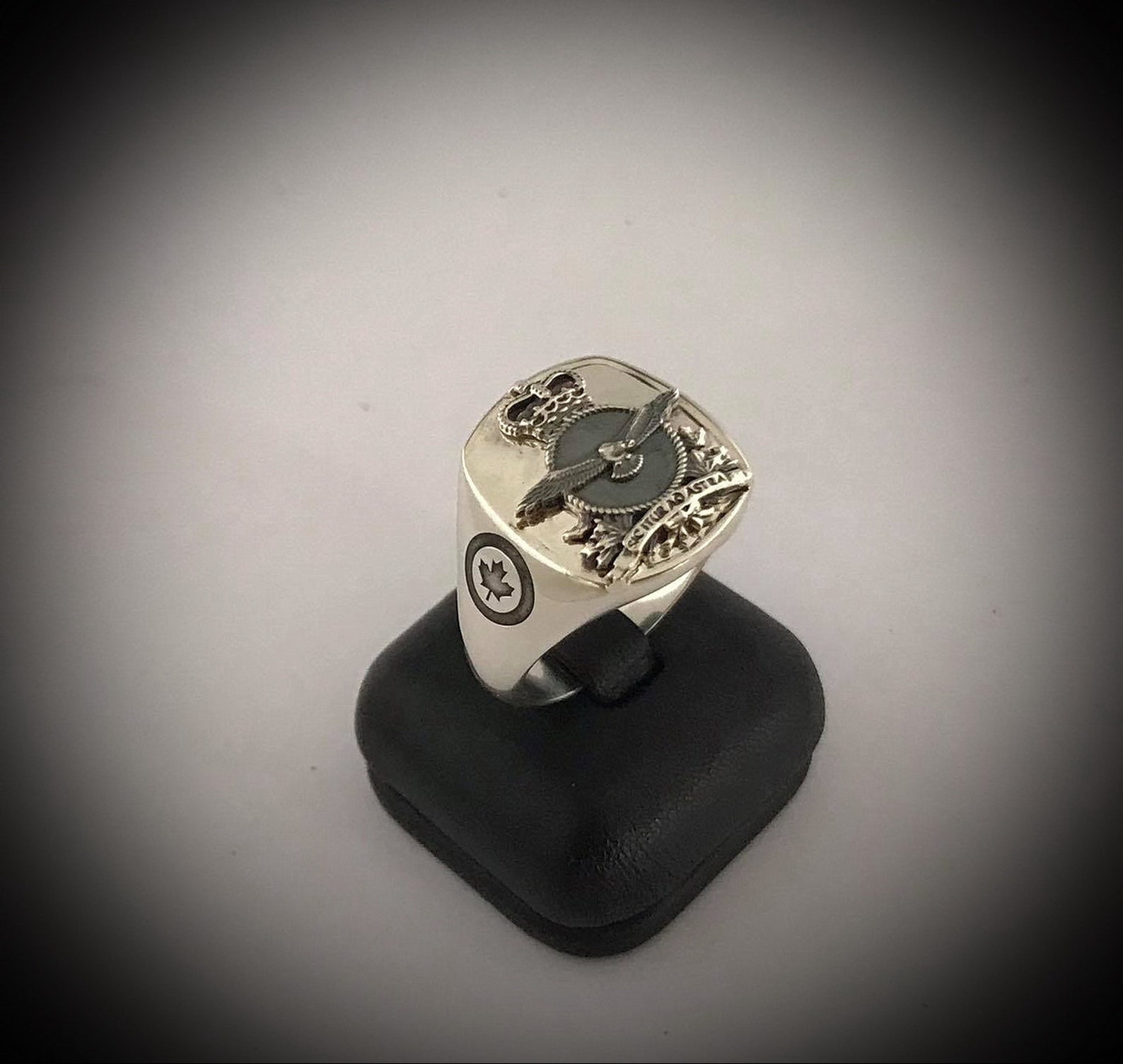 Canadian Air Force Bespoke Oxidized Silver Emblem Ring - Etsy