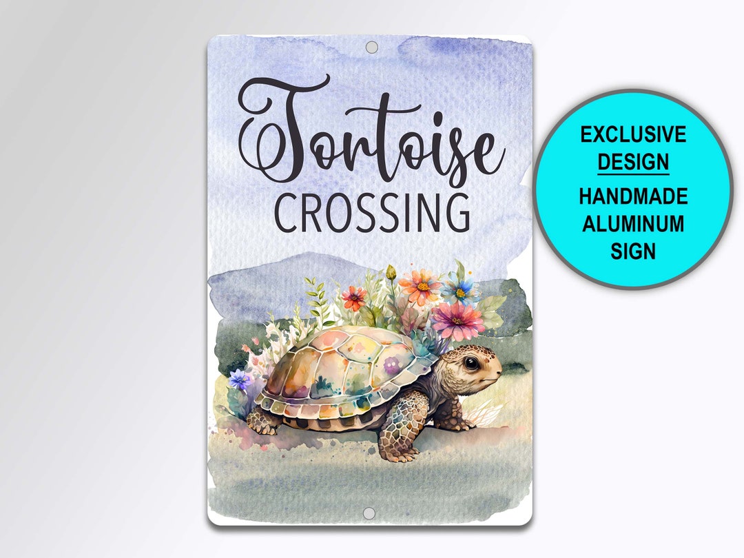 Tortoise Crossing Sign, Yard Sign, Wildflowers Sign, Summer Garden Art ...