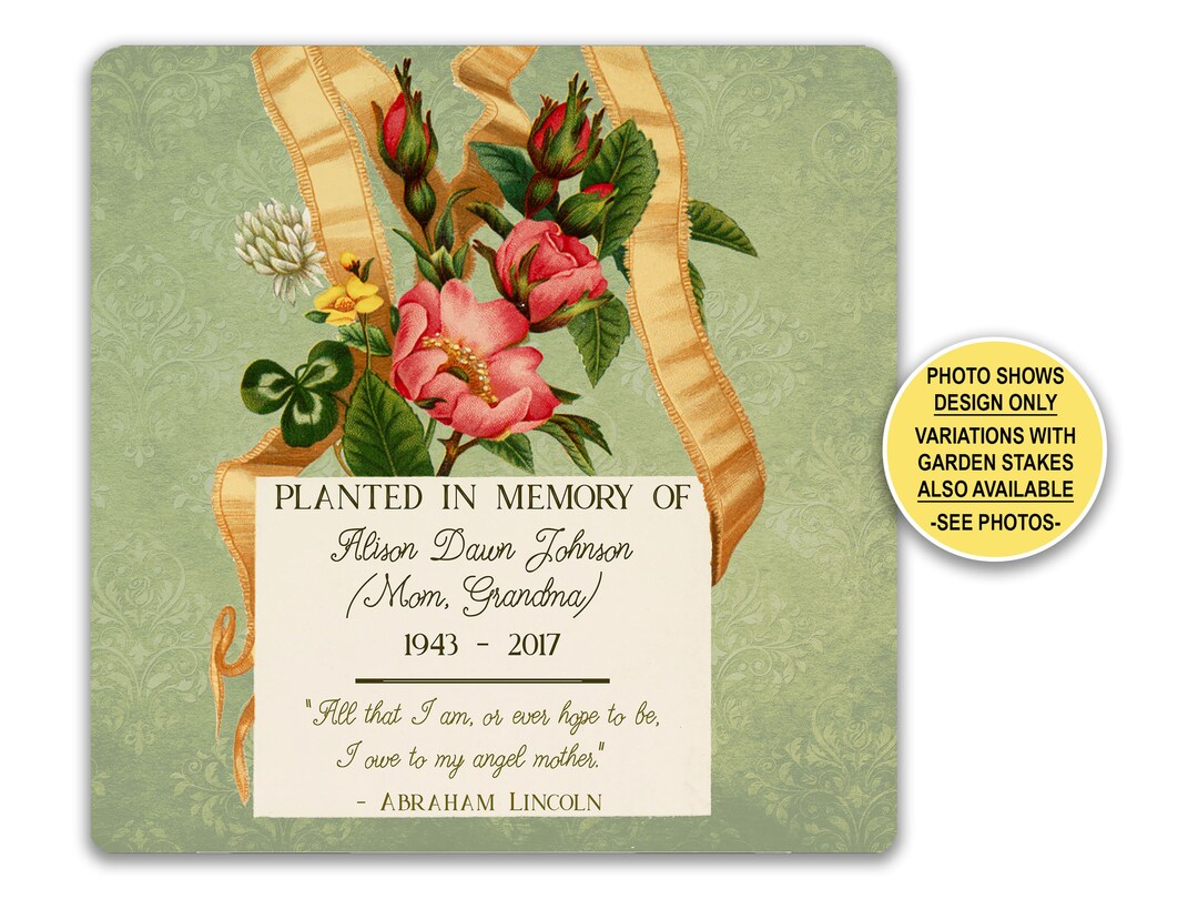 Planted in Memory of Memorial Sign, Yard Sign, Garden Stakes, Custom ...
