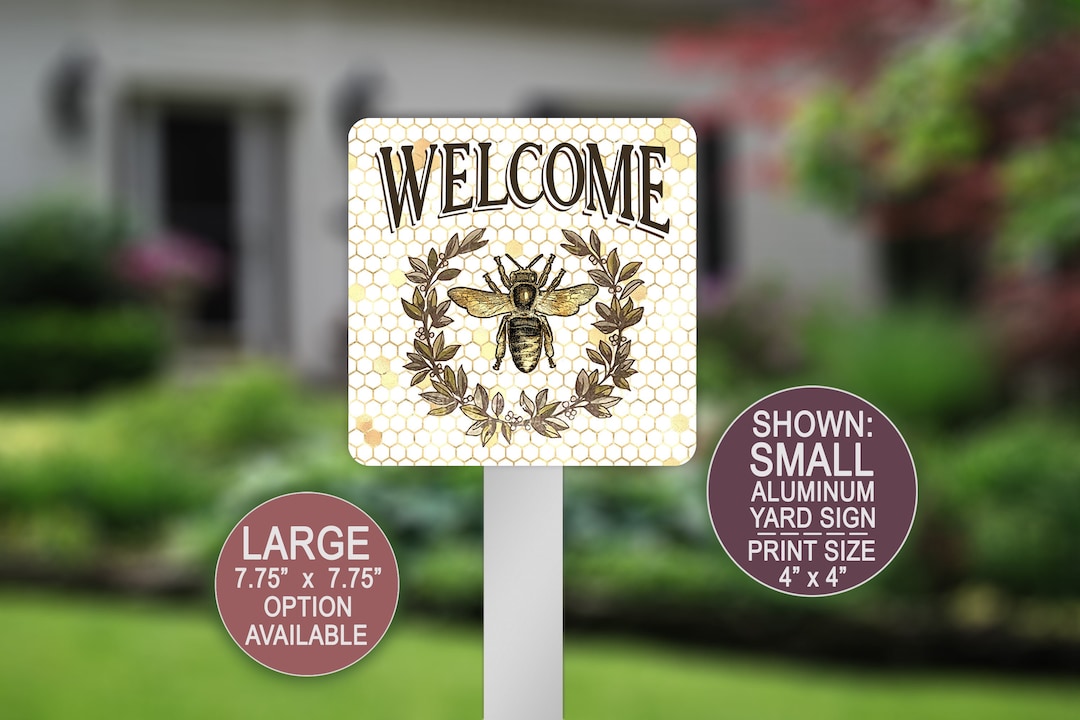 Bee Welcome Sign, Porch Signs, Home Sign, Summer Garden Art, Farm Signs ...