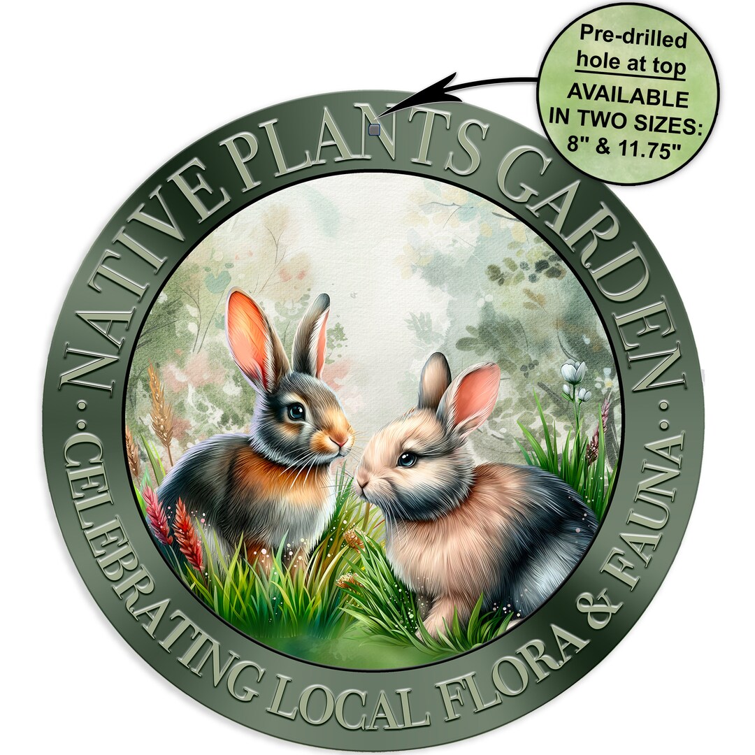 Native Plants Metal Garden Sign, Rabbits Nature Garden Decoration, Garden Gift for Mom, Floral ...