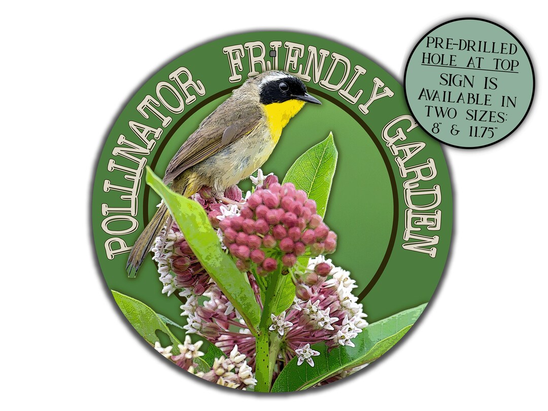 Pollinator Friendly Garden Sign, Garden Art Pollinator Signs, Bird on ...