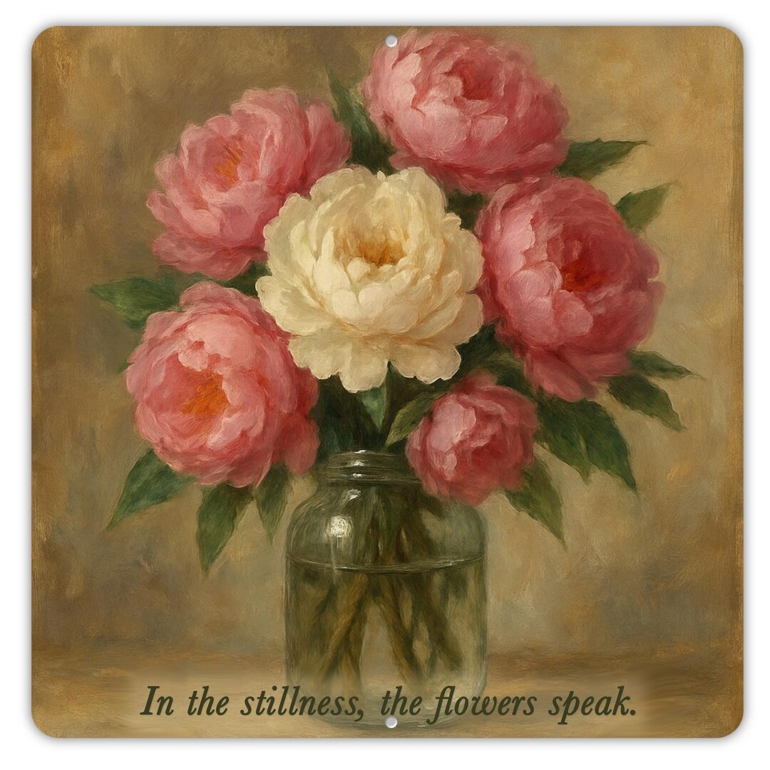Peony Garden Sign With Quote, Floral Metal Yard Decor, Indoor/outdoor ...