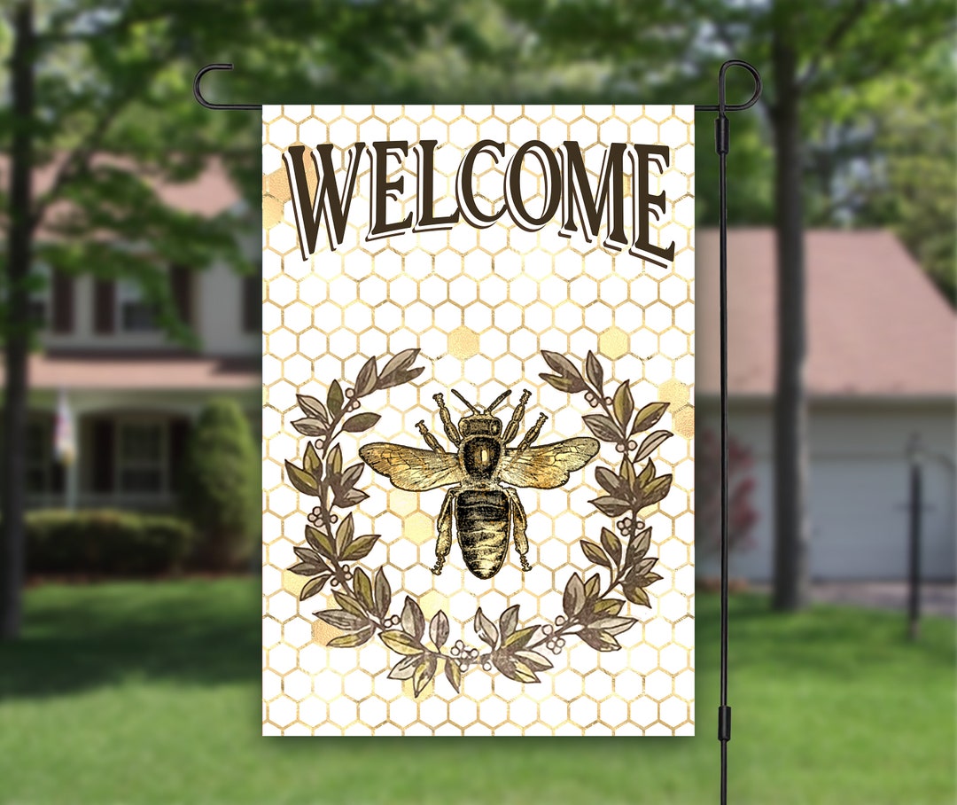 Bee Welcome, House Flag, Welcome Garden Flag, Porch Flags, Outdoor Flag ...