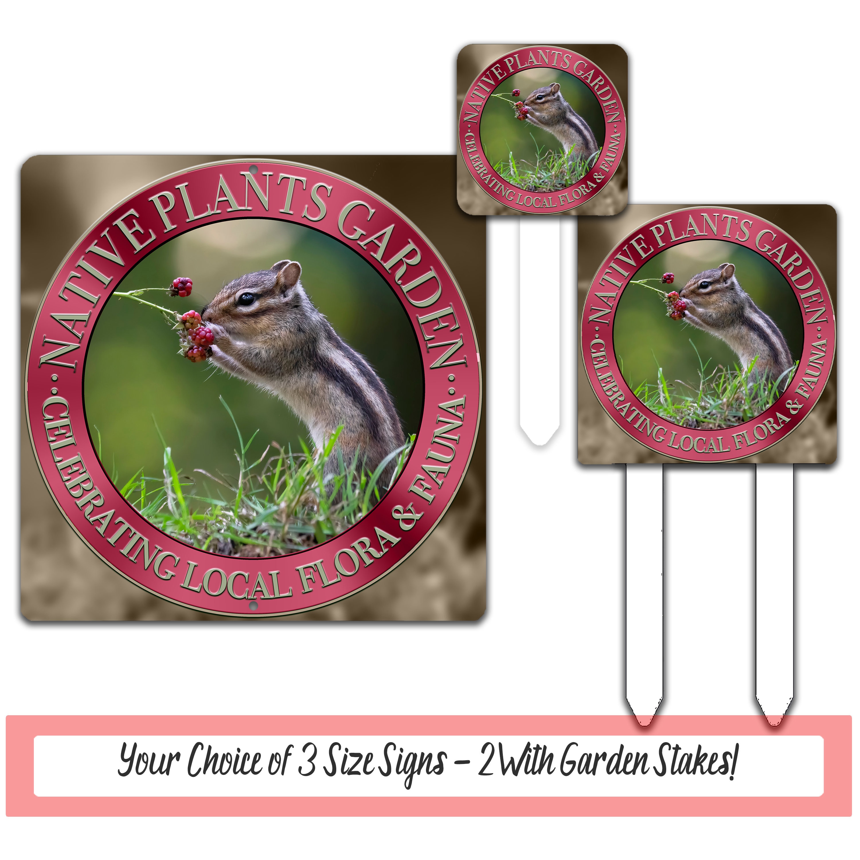 Chipmunk Native Plants Metal Garden Sign, Blackberry Nature Garden ...