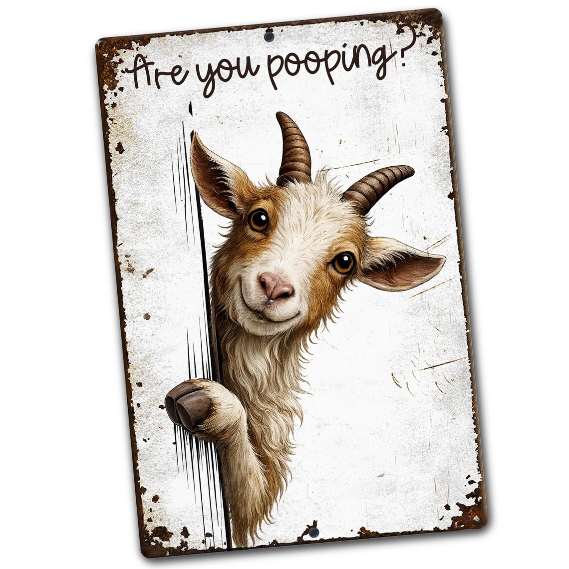 Are You Pooping Goat Sign, Funny Farm Animal Decor, Peeking Goat Rustic ...