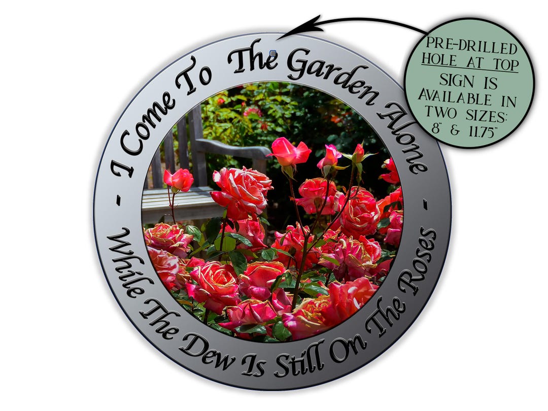 In the Garden Hymn Sign, Roses Garden Metal Sign, Sympathy Funeral ...