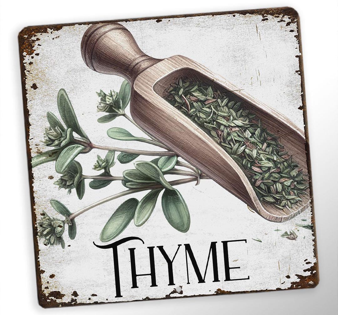 Vintage Thyme Garden Sign, Herb Garden Marker or Kitchen Decor ...