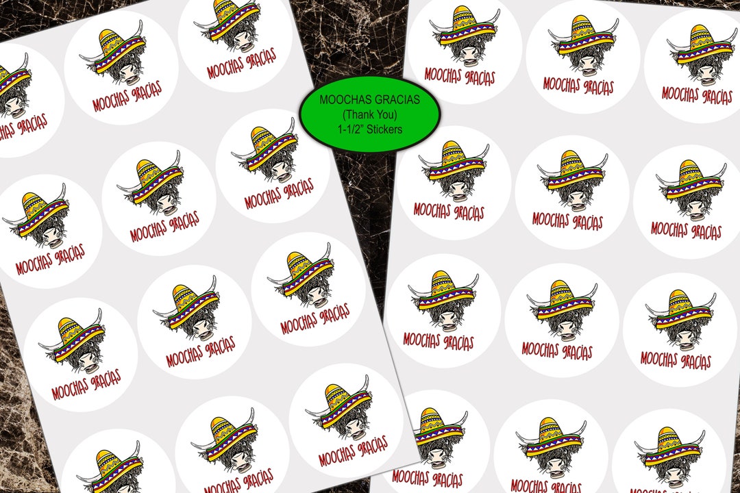 Moochas Gracias Highland Cow, Sticker Sheet, Business Thank You ...