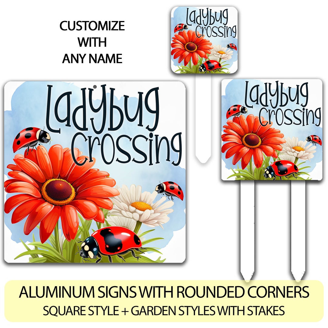 Ladybug Metal Garden Sign, Ladybug Crossing Garden Decoration ...