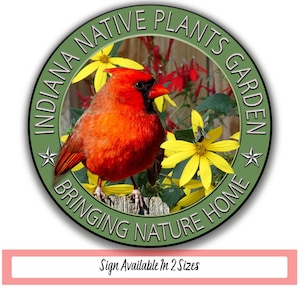 Indiana Native Plants Round Garden Sign, Cardinal & Sunflower Garden ...