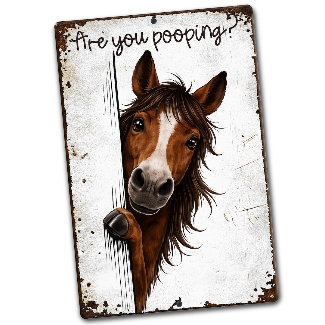 Are You Pooping Horse Sign, Funny Farm Animal Decor, Peeking Horse ...