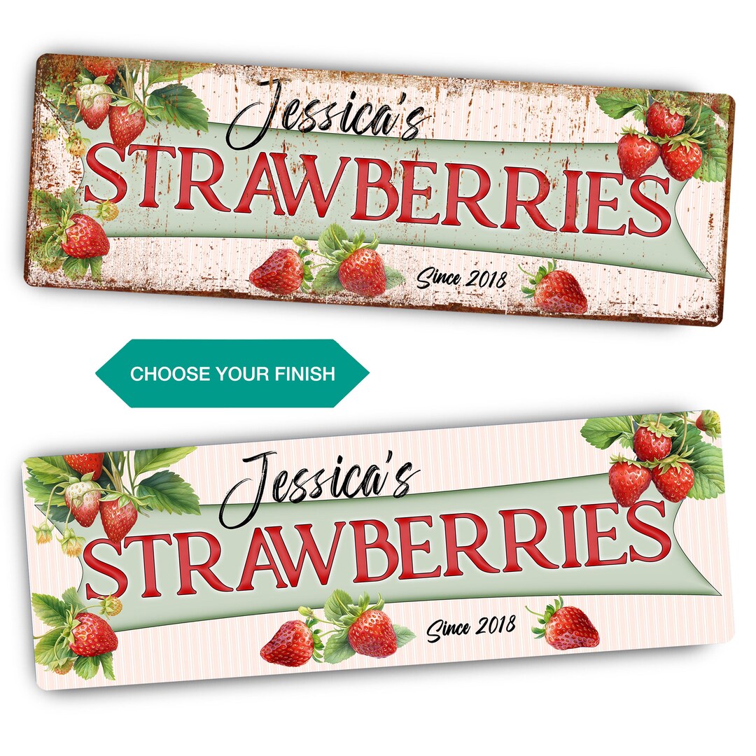 Personalized Strawberry Garden Sign, Custom Metal Outdoor Patio ...