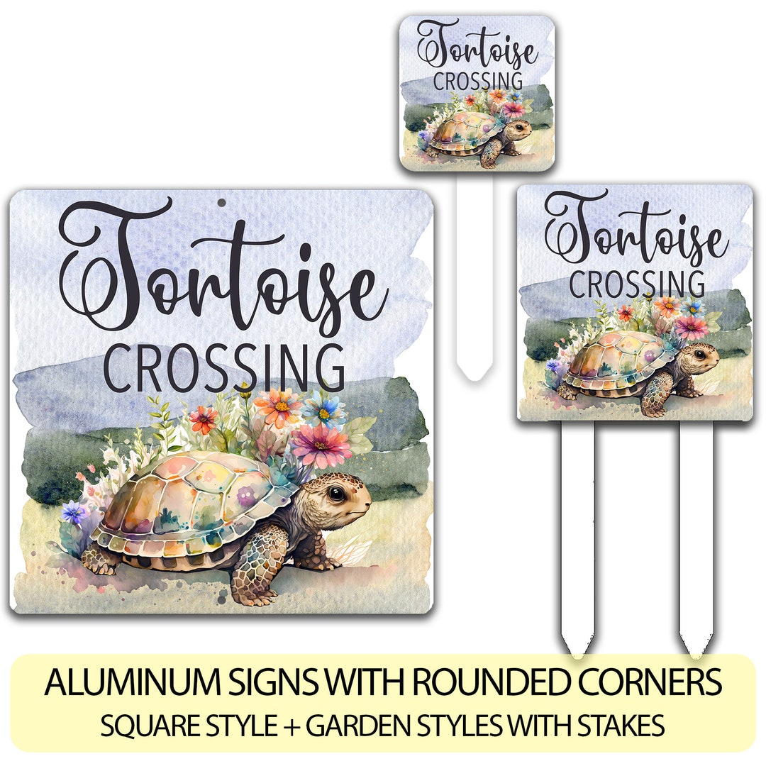 Tortoise Crossing Sign, Yard Sign, Wildflowers Sign, Summer Garden Art ...