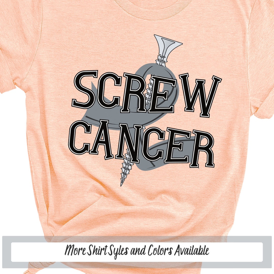 Screw Cancer Gray Brain Cancer Ribbon Shirt, Cancer Sucks, Cancer Gifts ...